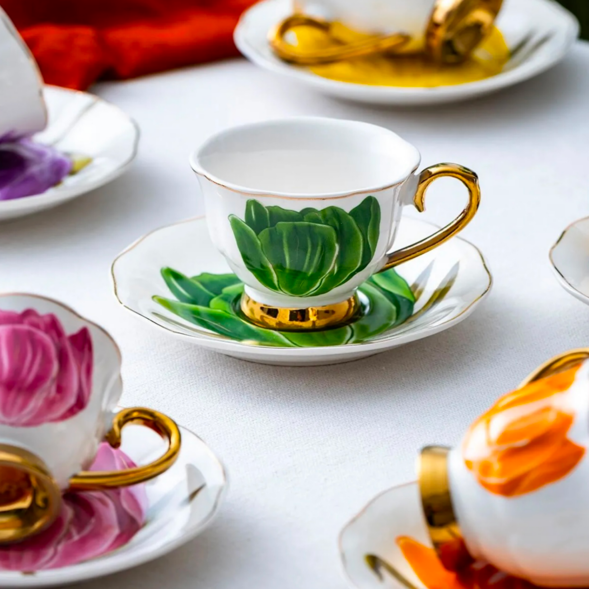 Tiffany Turkish coffee cup set for 6 people, 6-piece mix Turkish coffe