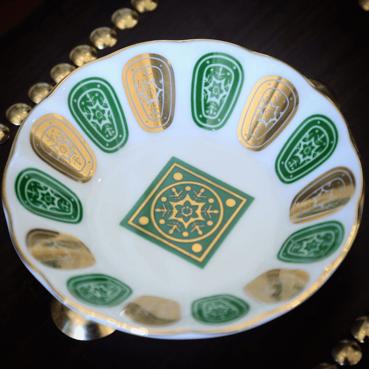 6 Person Acem Green Gold Gilded Porcelain Tea Plate Set – Nobility of